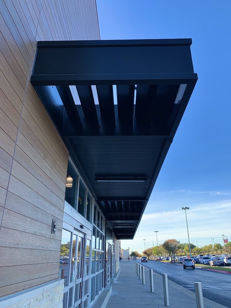 Sunshade/canopy combo with custom fascia - Austin American Awning