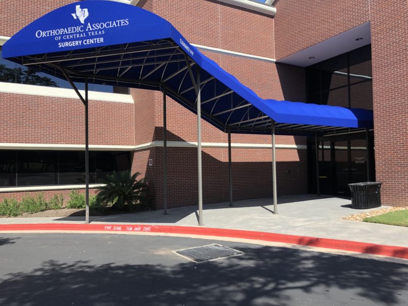 Custom fabric entrance canopy - Austin American Awning
