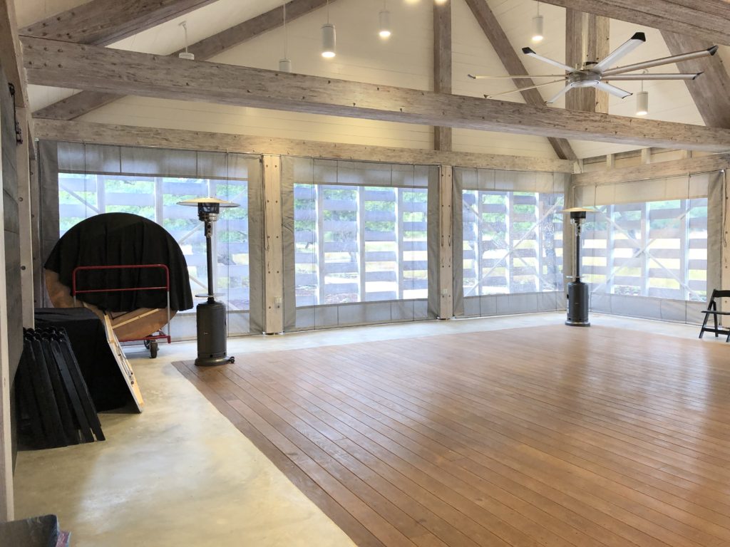 Fabric drop curtain at wedding venue - Austin American Awning